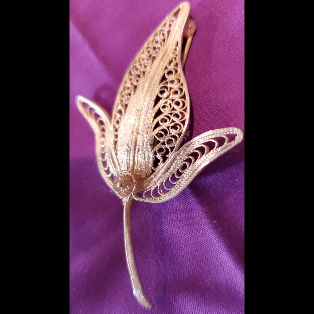 Ss Vintage Brouch Leaf - Gem
